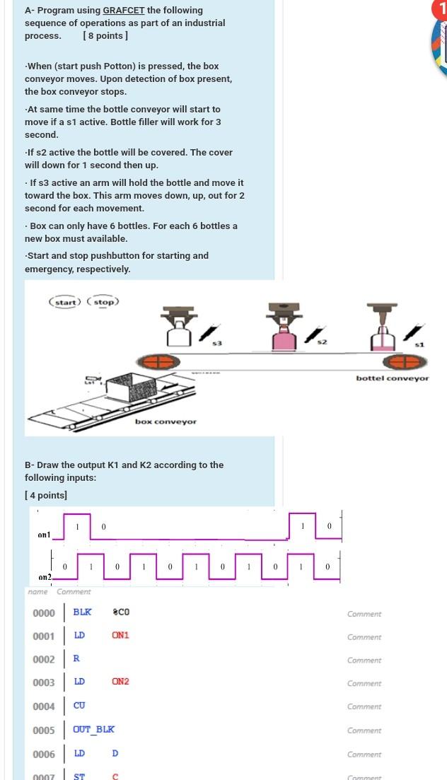 Solved 1 A- Program using GRAFCET the following sequence of | Chegg.com