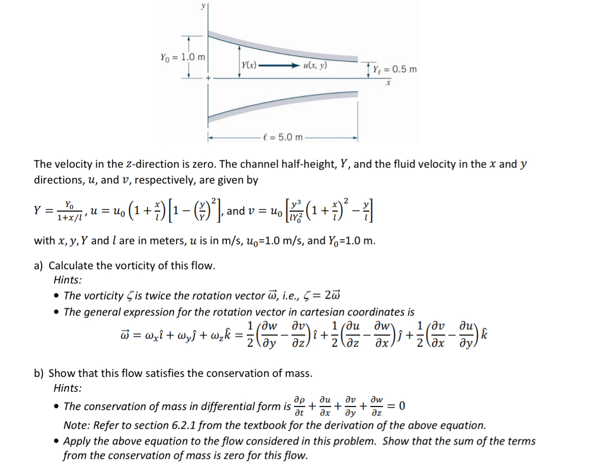 Solved The velocity in the z-direction is zero. The channel | Chegg.com