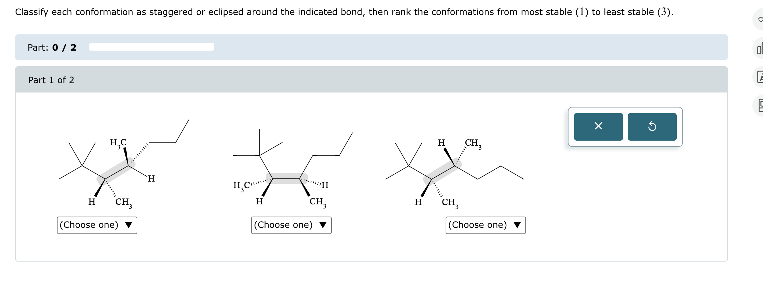 Solved Classify each conformation as staggered or eclipsed | Chegg.com