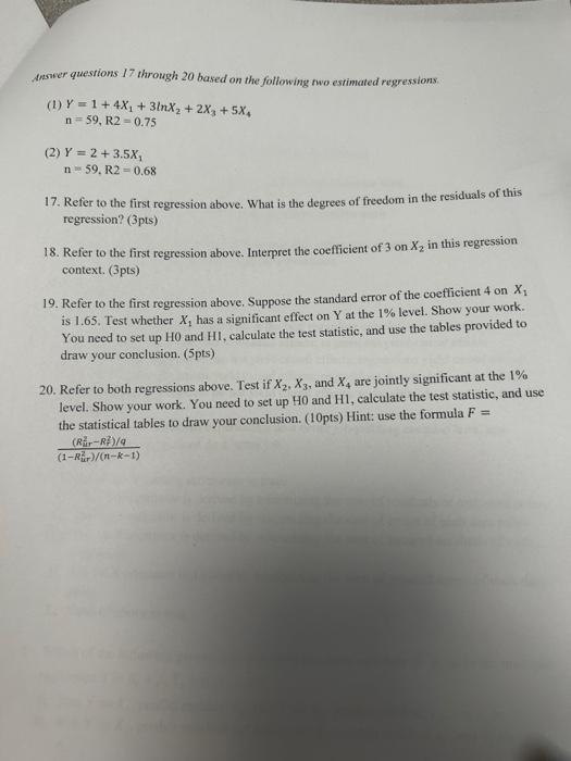Solved Answer questions 17 through 20 based on the following | Chegg.com