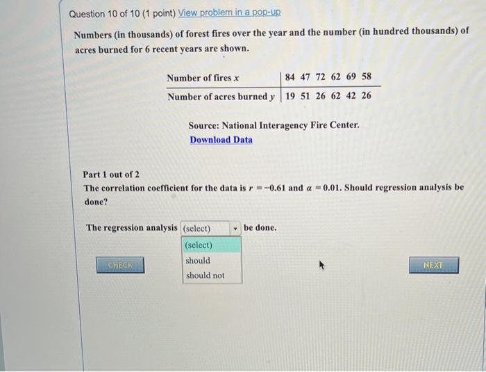 Solved Question 10 of 10 (1 point) View problem in a pop-up | Chegg.com