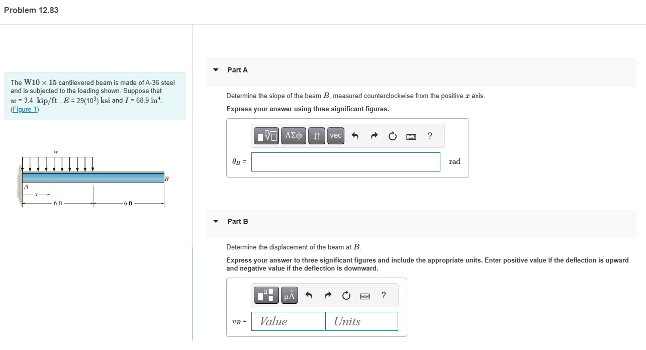 The W10×15 ﻿cantilevered beam is ﻿made of A-36 | Chegg.com