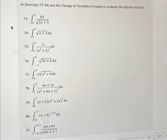 Solved In Exercises 73-84, use the Change of Variables | Chegg.com