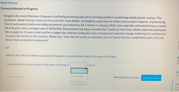 Solved View Policies Current Attempt in Progress Kingbird | Chegg.com