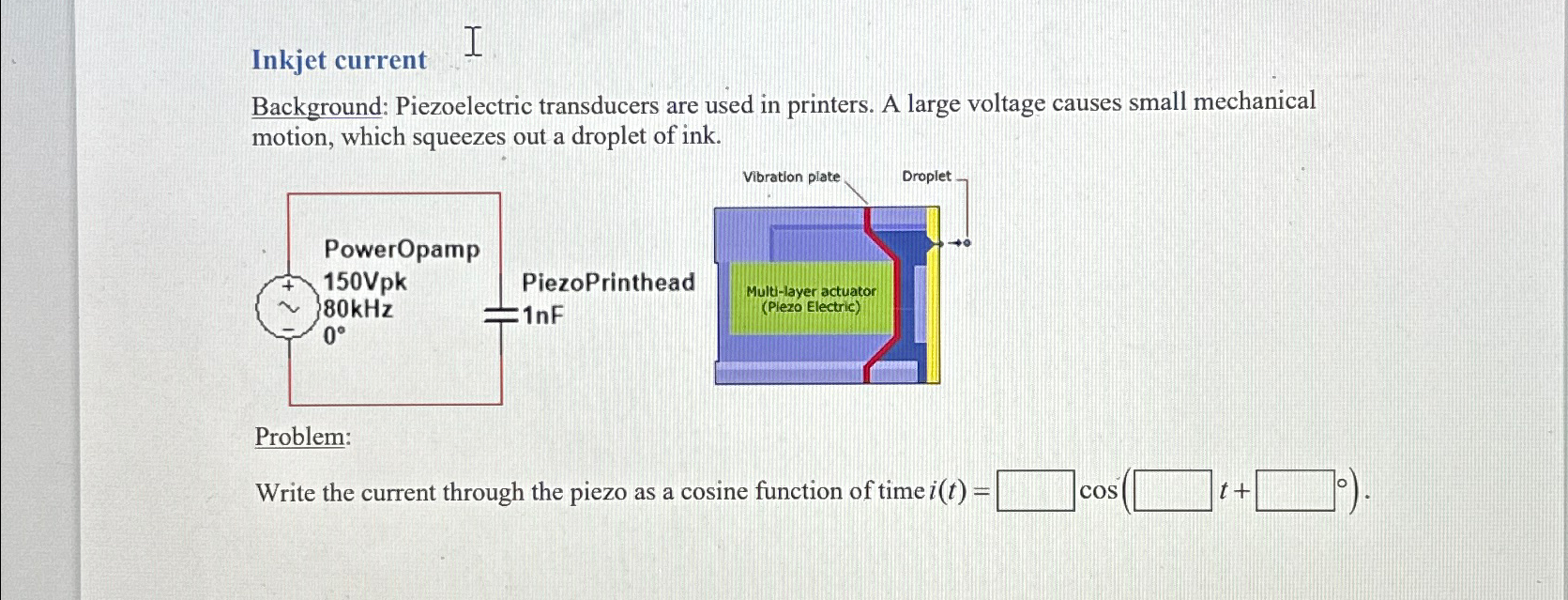 Solved Inkjet currentBackground: Piezoelectric transducers | Chegg.com