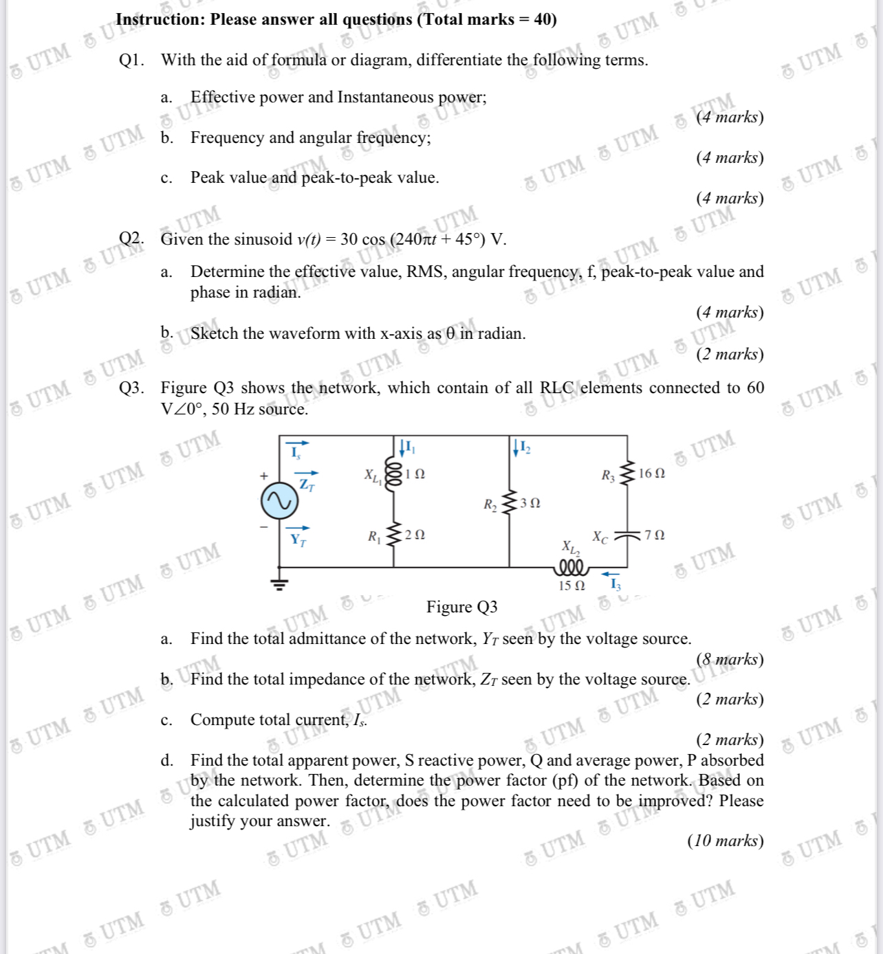 Solved Instruction: Please answer all questions (Total marks | Chegg.com