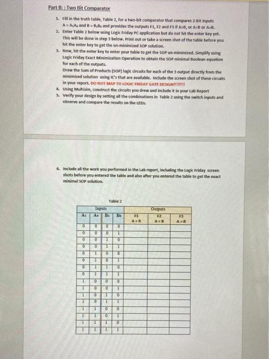 Part A: One Bit Comparator 1. A one bit comparator | Chegg.com