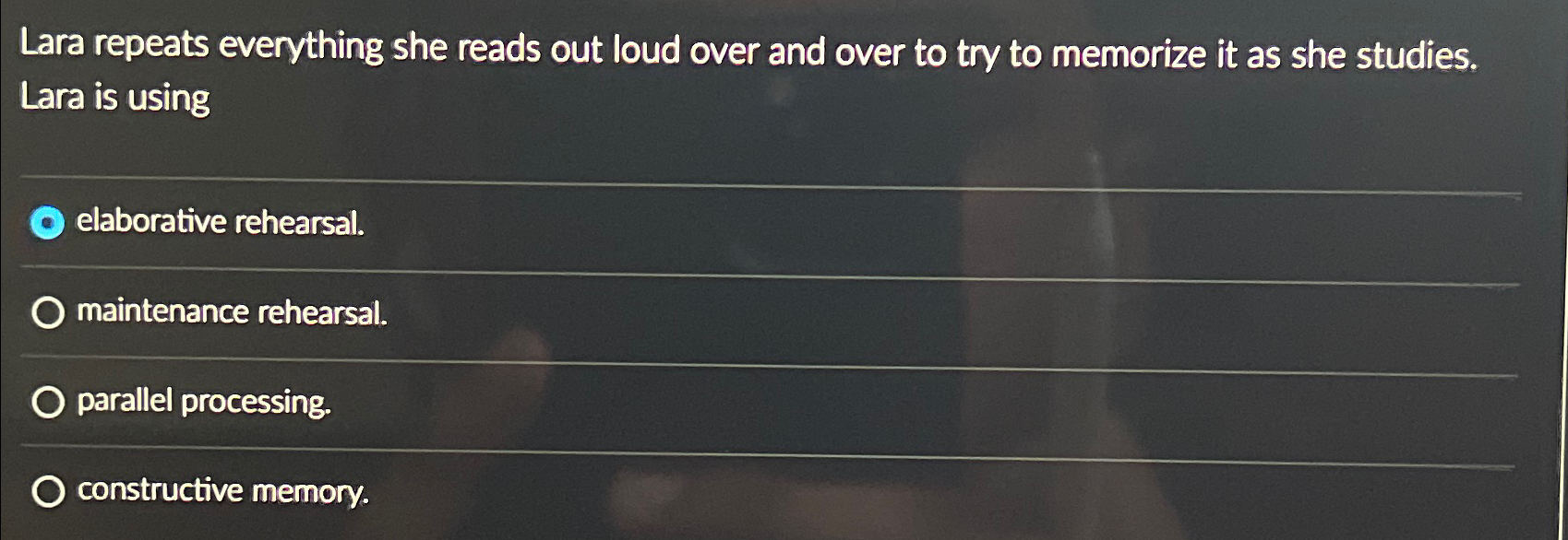 Solved Lara repeats everything she reads out loud over and | Chegg.com