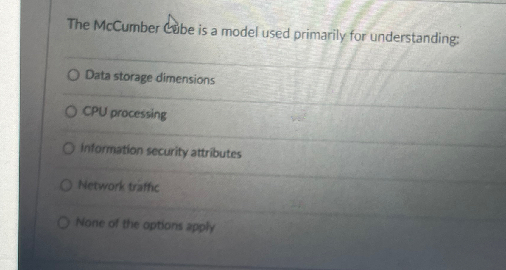 Solved The Mccumber Cube Is A Model Used Primarily For