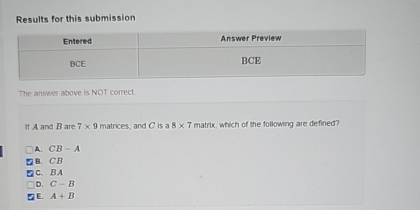 Solved Results for this submission\table[[Entered,Answer | Chegg.com