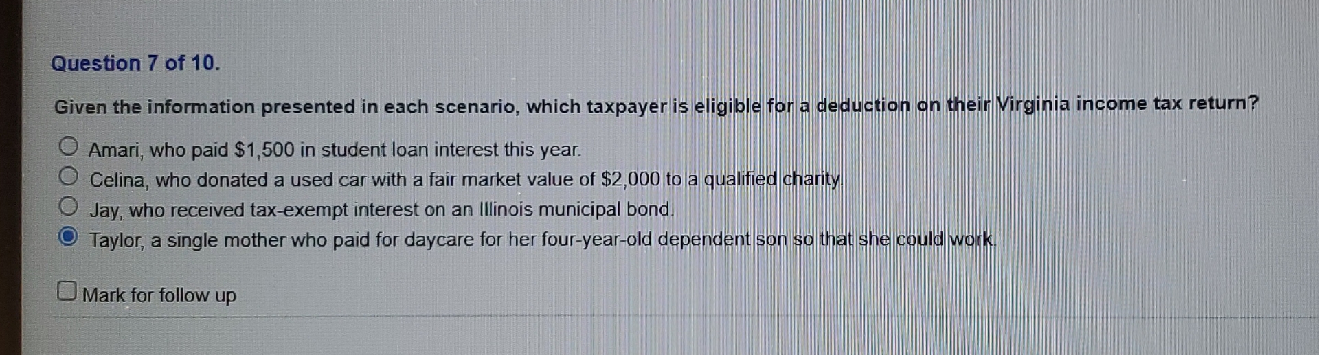 Solved Question 7 ﻿of 10.Given the information presented in | Chegg.com