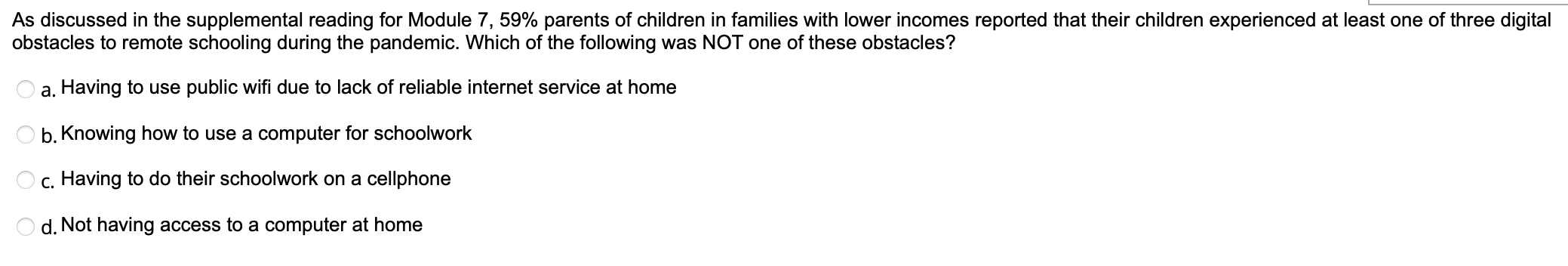 Solved As discussed in the supplemental reading for Module | Chegg.com