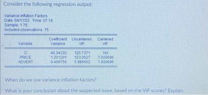 Solved Consider the following regression output: Variance | Chegg.com