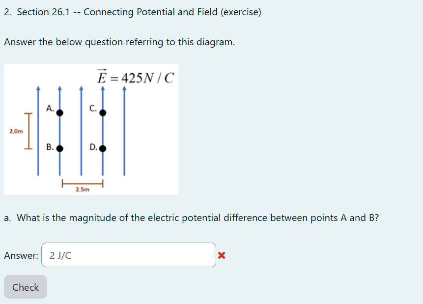 Solved Section 26.1 -- ﻿Connecting Potential and Field | Chegg.com