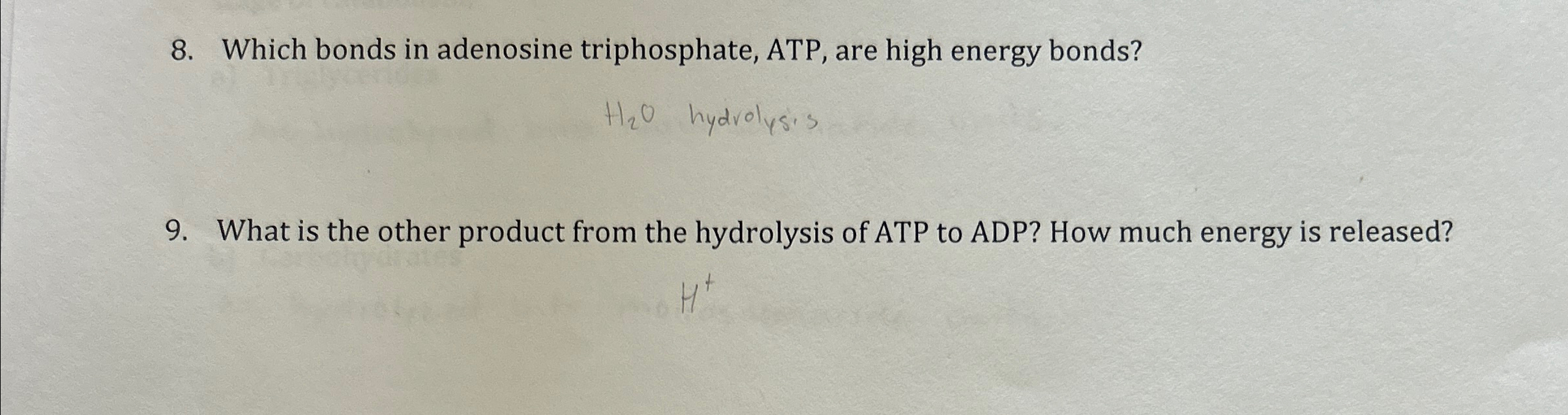 Solved Which bonds in adenosine triphosphate, ATP, are high | Chegg.com