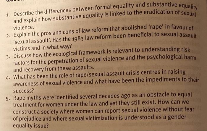 Solved 1. Describe the differences between formal equality | Chegg.com