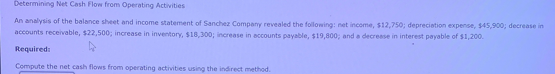 Solved Determining Net Cash Flow from Operating ActivitiesAn | Chegg.com