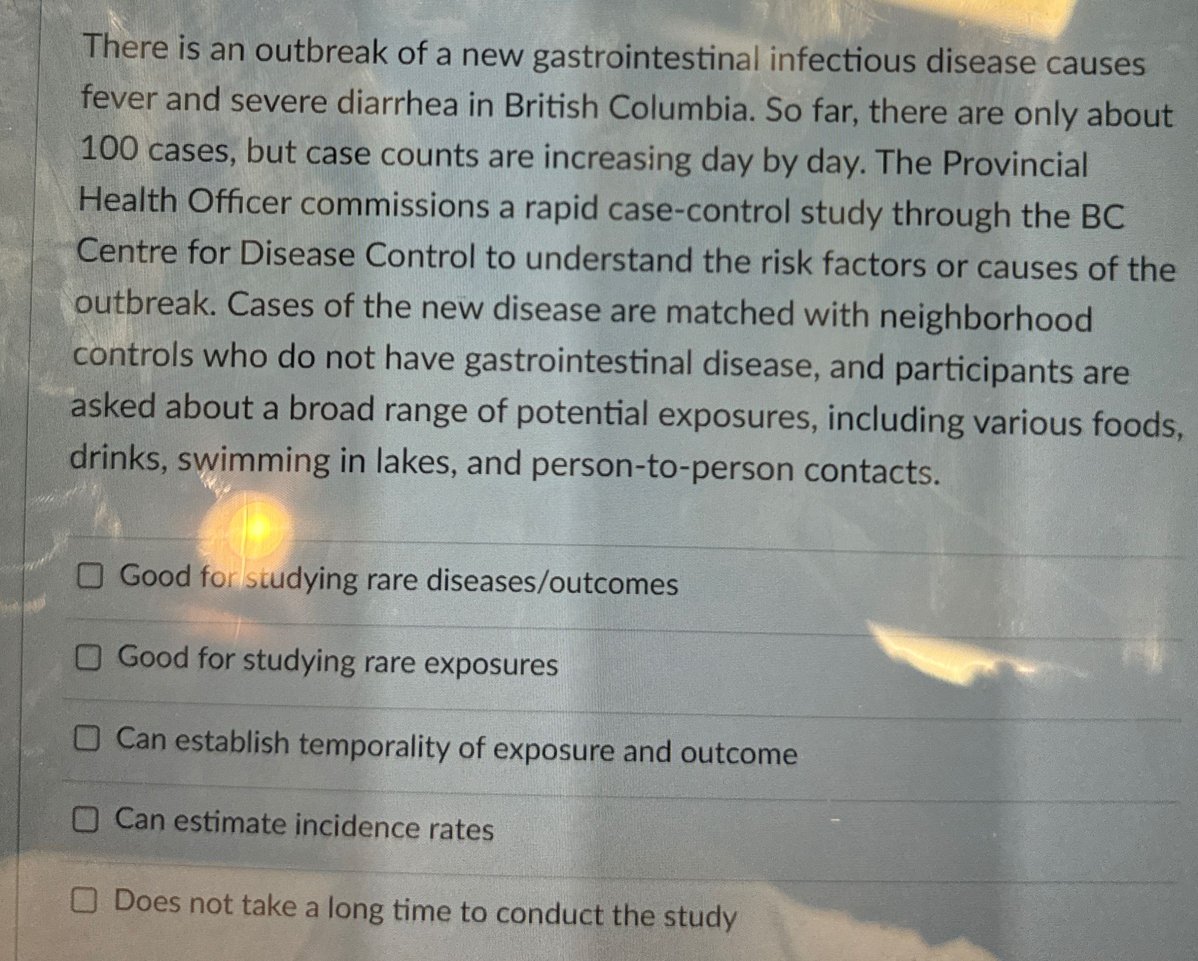 Solved There is an outbreak of a new gastrointestinal | Chegg.com