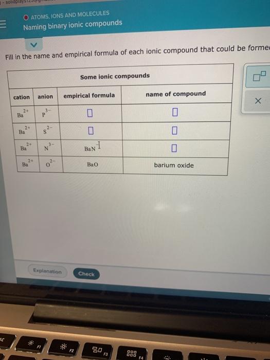 Solved - solidplay O ATOMS, IONS AND MOLECULES Naming binary | Chegg.com