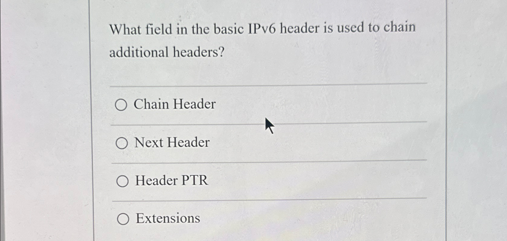 Solved What field in the basic IPv6 ﻿header is used to chain | Chegg.com