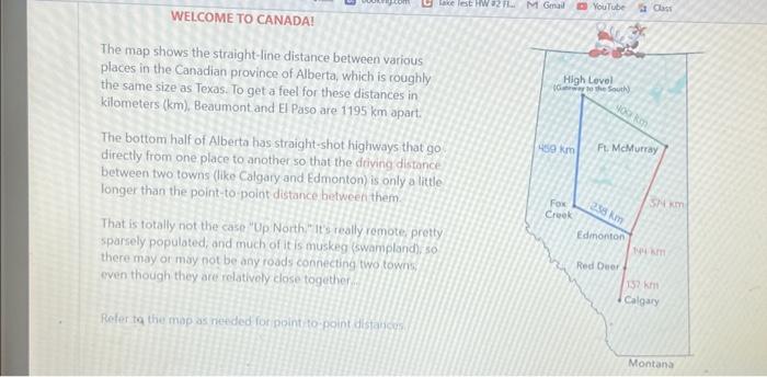 Solved The map shows the straight-line distance between | Chegg.com