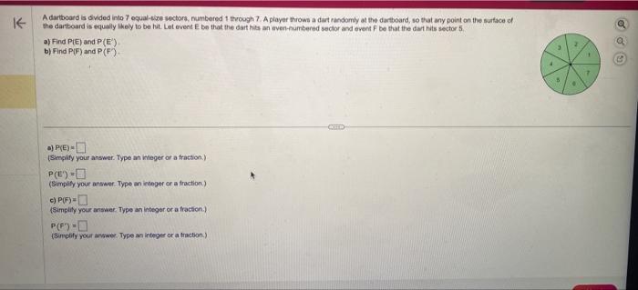 Solved A dartboard is dvided into 7 equal-ksee sectors, | Chegg.com