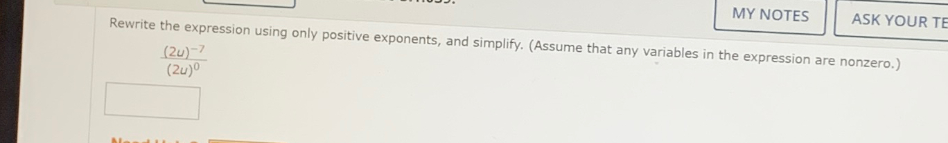 Solved Rewrite the expression using only positive exponents, | Chegg.com