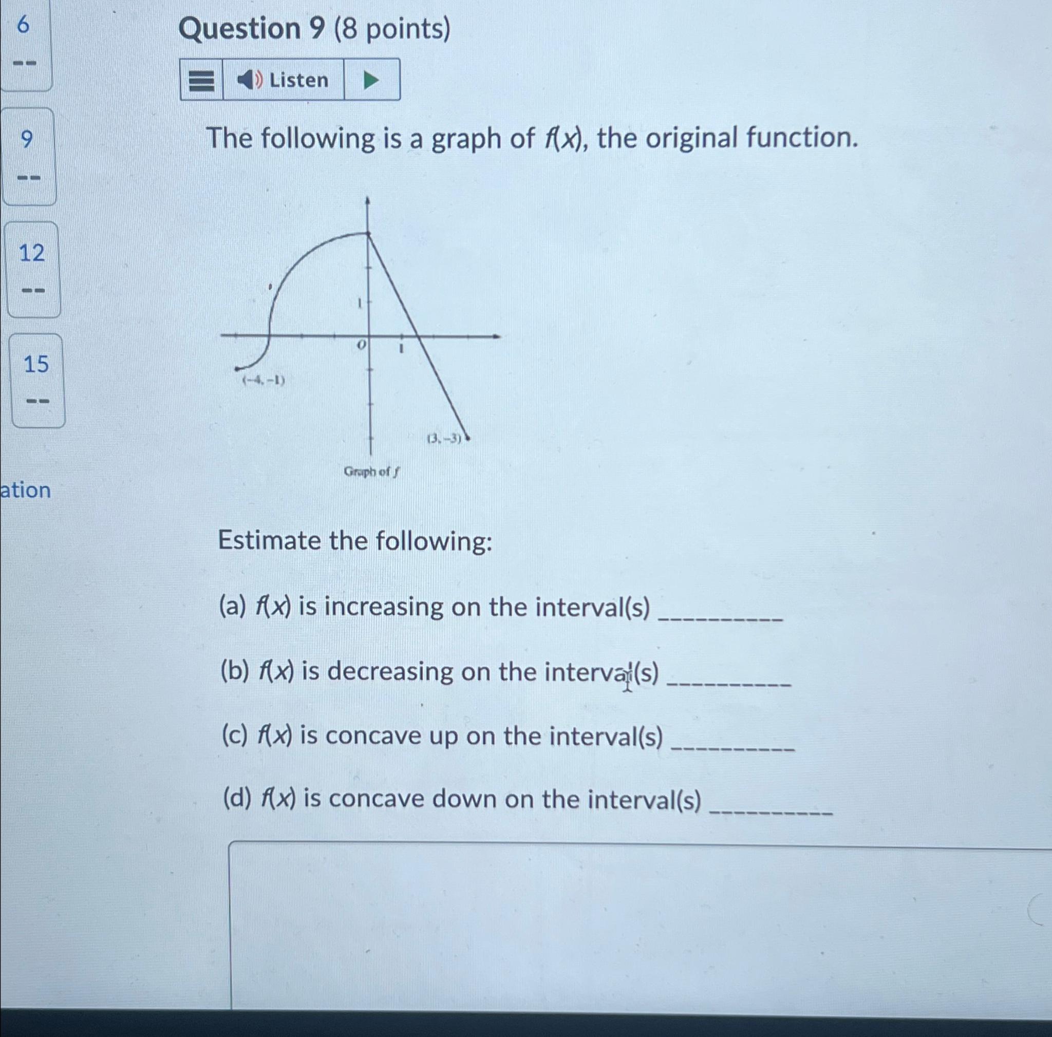 Solved Question 9 (8 points)\\nThe following is a graph of | Chegg.com