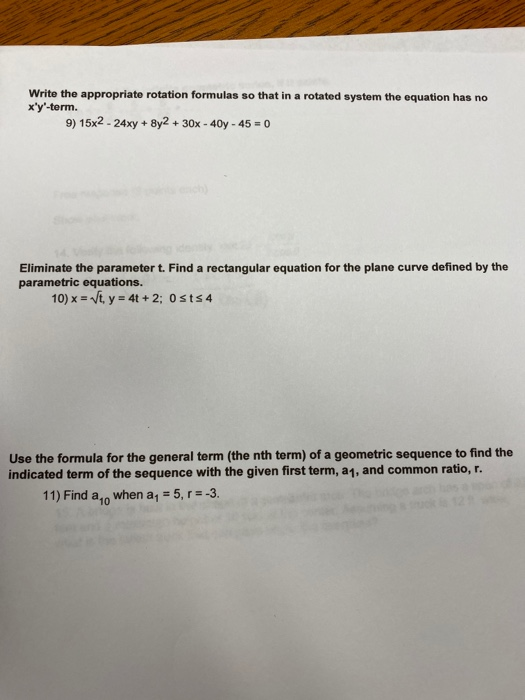Solved Write the appropriate rotation formulas so that in a | Chegg.com