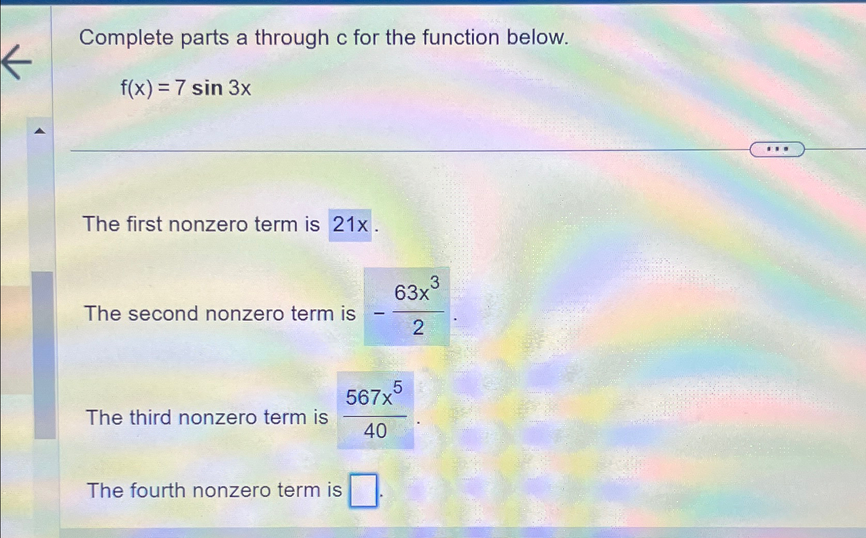 Solved Complete parts a through c for the function | Chegg.com