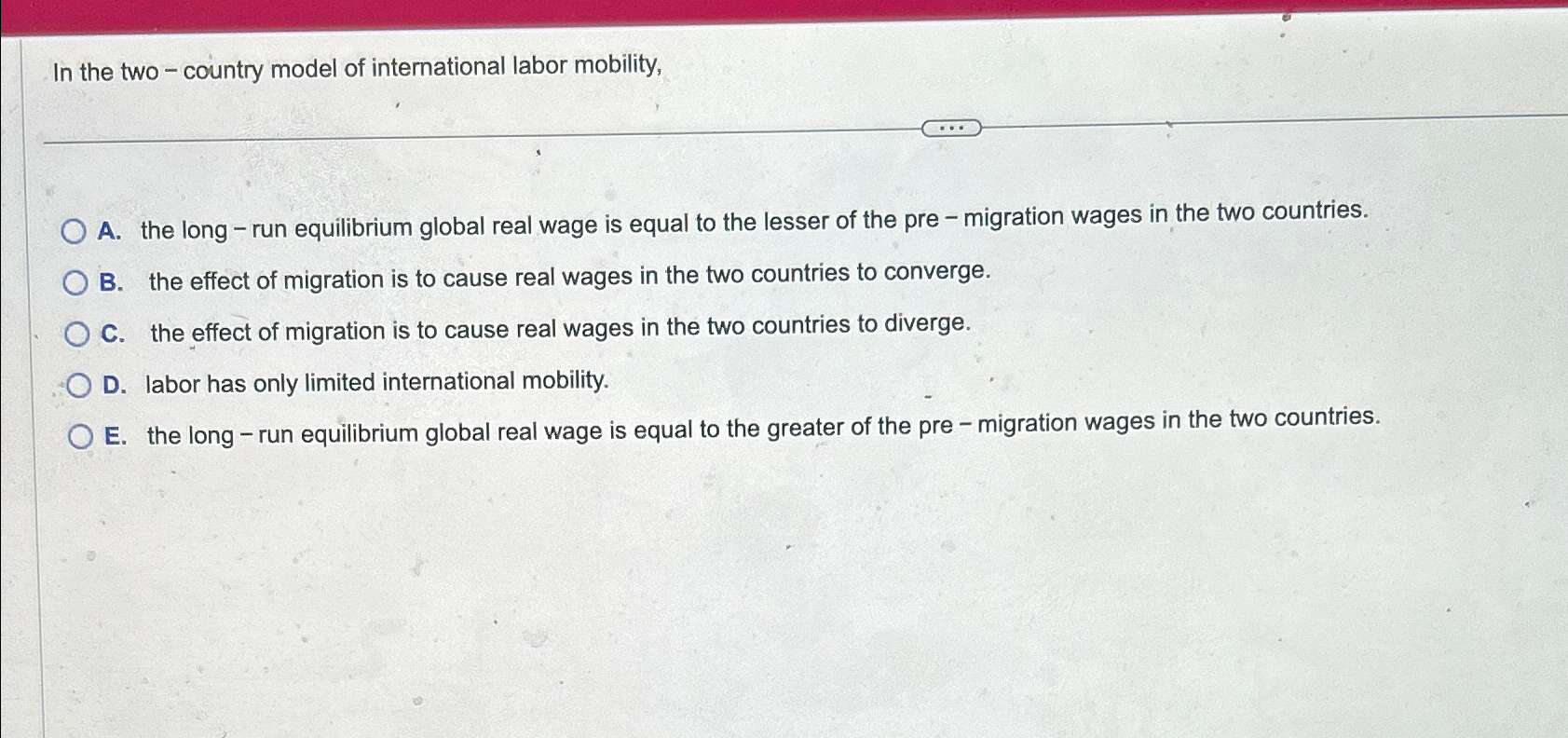 Solved In the two - ﻿country model of international labor | Chegg.com
