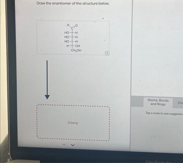 Solved Draw the enantiomer of the structure below. H } HO- | Chegg.com