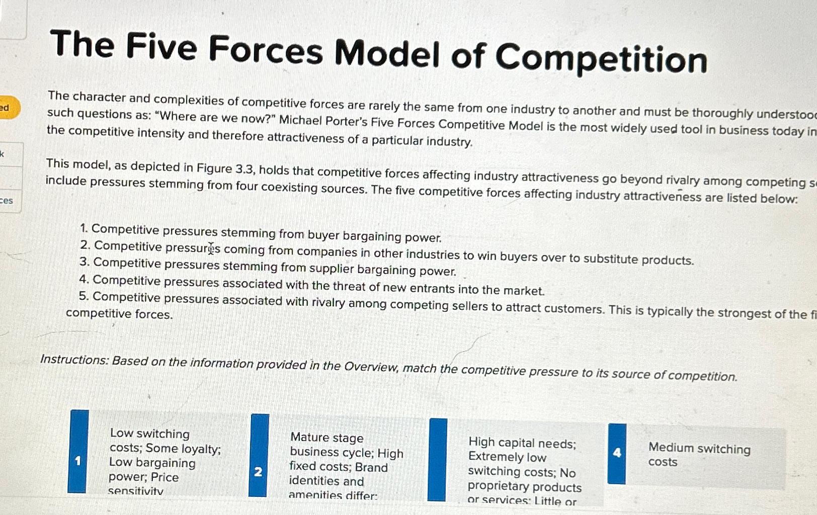 Solved The Five Forces Model of CompetitionThe character and | Chegg.com