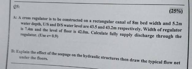 Solved A: A cross regulator is to be constructed on a | Chegg.com