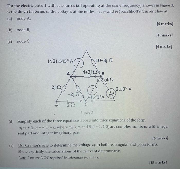 Solved For the electric circuit with ac sources (all | Chegg.com