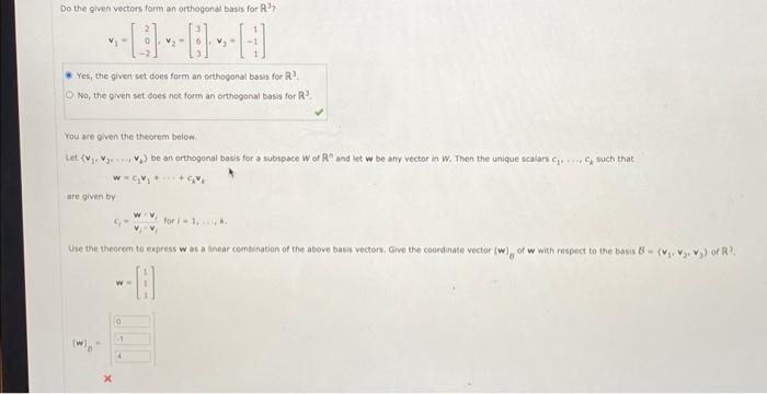 Solved Do the given vectors form an orthogonal basis for R3 | Chegg.com