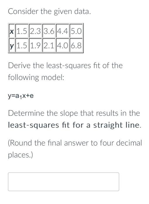 Solved Consider the given data. Derive the least-squares fit | Chegg.com