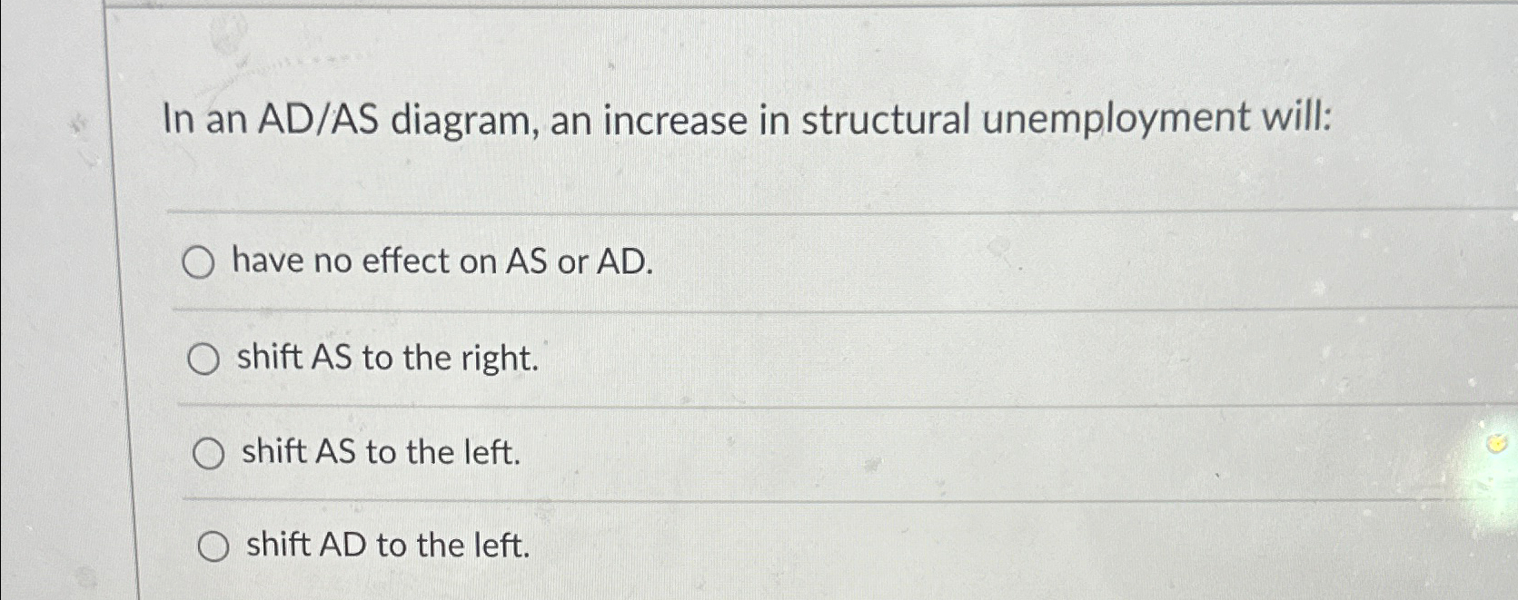 Solved In an AD/AS diagram, an increase in structural | Chegg.com