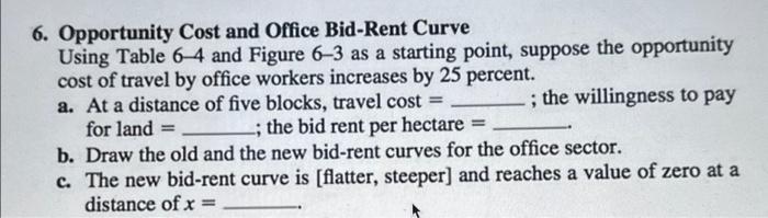 6. Opportunity Cost and Office Bid-Rent Curve Using | Chegg.com