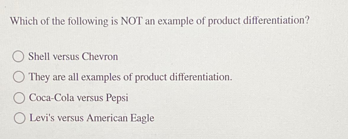 Solved Which of the following is NOT an example of product | Chegg.com
