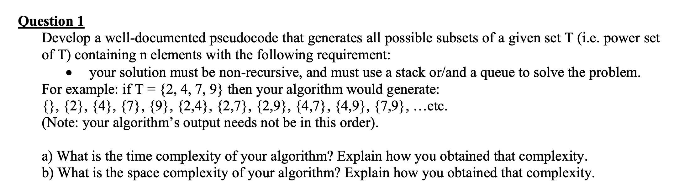 Solved Question 1Develop a well-documented pseudocode that | Chegg.com