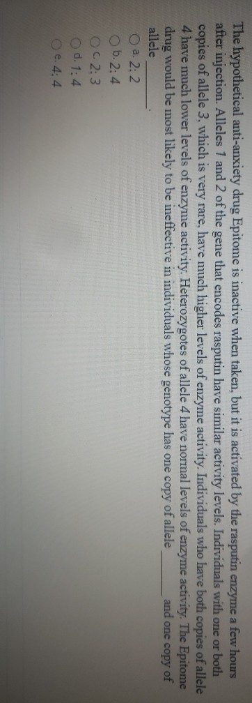 Solved The hypothetical anti-anxiety drug Epitome is | Chegg.com