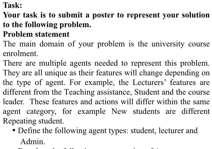 Solved Your task is to submit a poster to represent your | Chegg.com