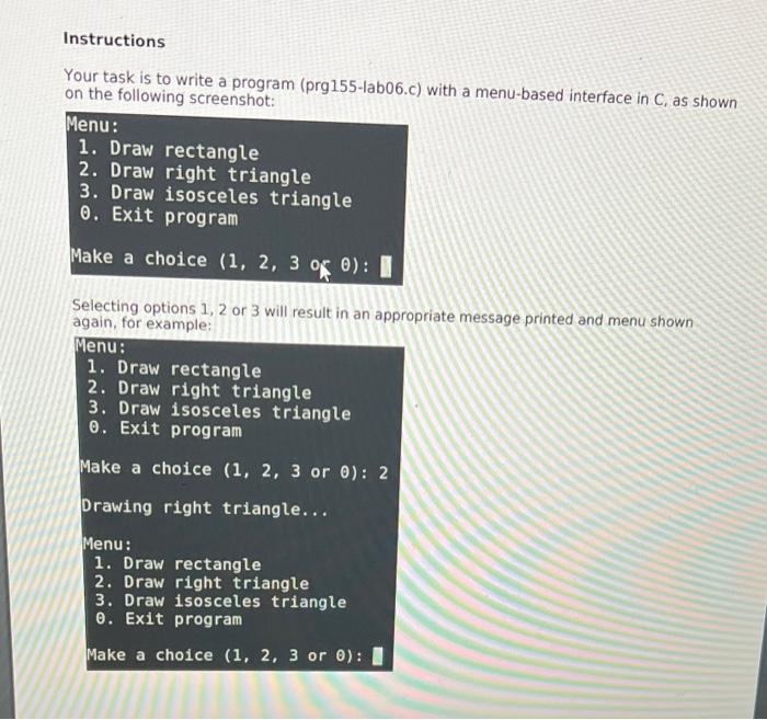 Solved write the C program for the given instructions | Chegg.com