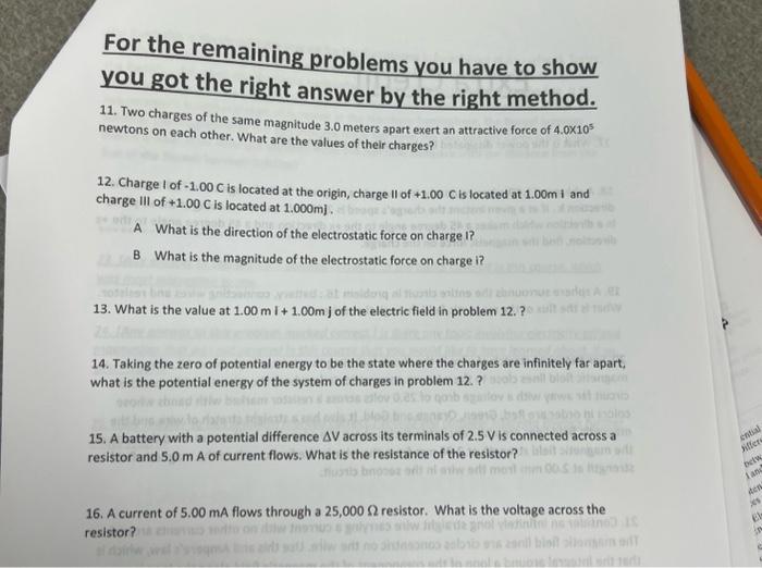 Solved For the remaining problems you have to show you got | Chegg.com