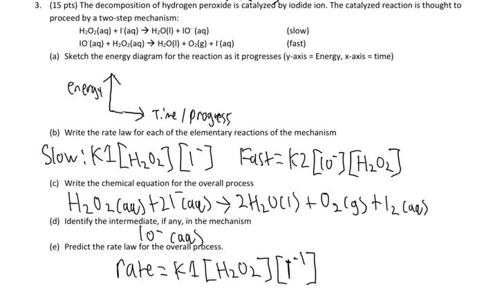 Solved (15 pts) The decomposition of hydrogen peroxide is | Chegg.com