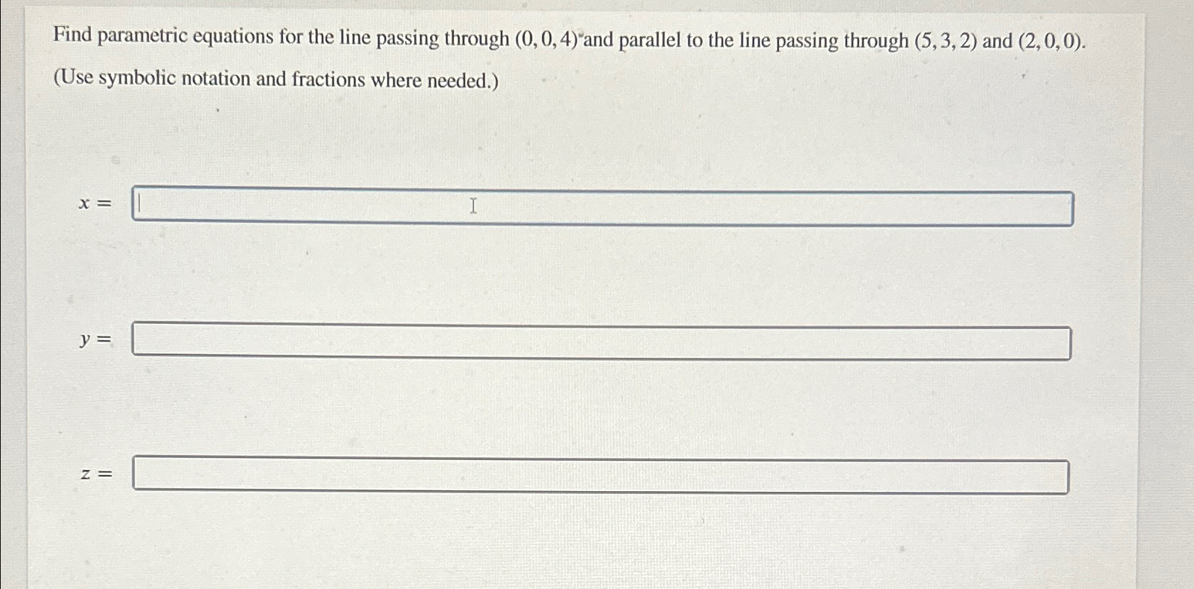 Solved Find parametric equations for the line passing | Chegg.com