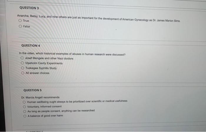 Solved QUESTION 3 Anarcha, Betsy, Lucy, and nine others are | Chegg.com