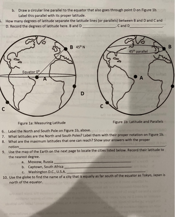 Solved b. Draw a circular line parallel to the equator that | Chegg.com