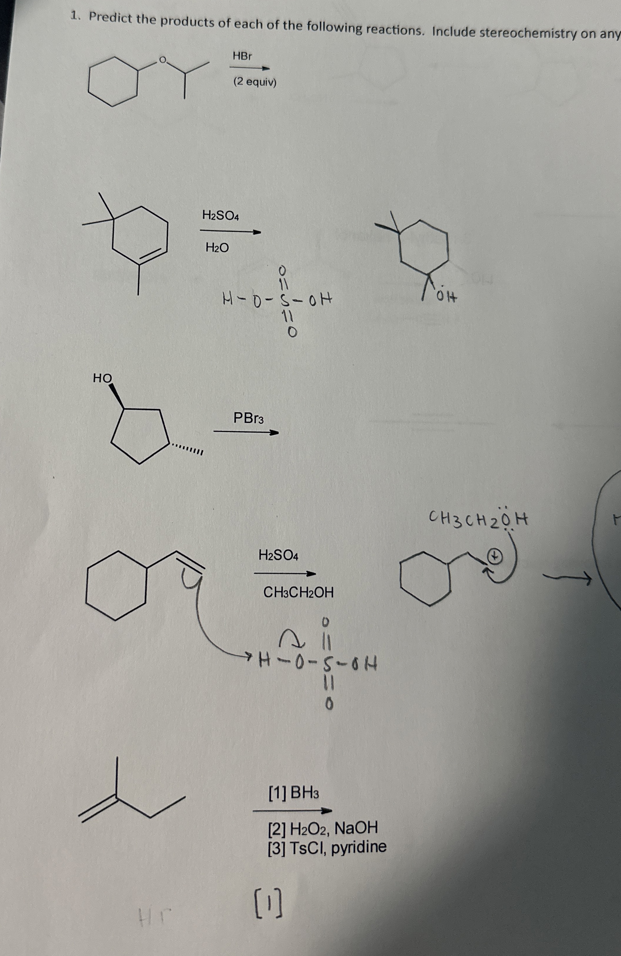 Solved Predict the products of each of the following | Chegg.com